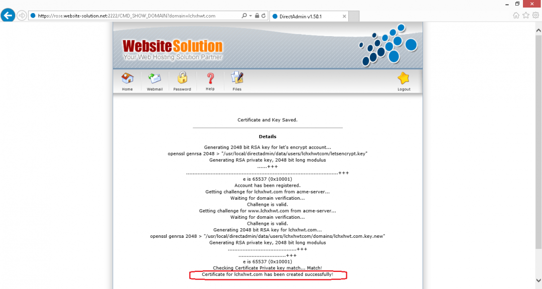 Directadmin Setup Free And Automatic Ssl Certificate From Lets Encrypt